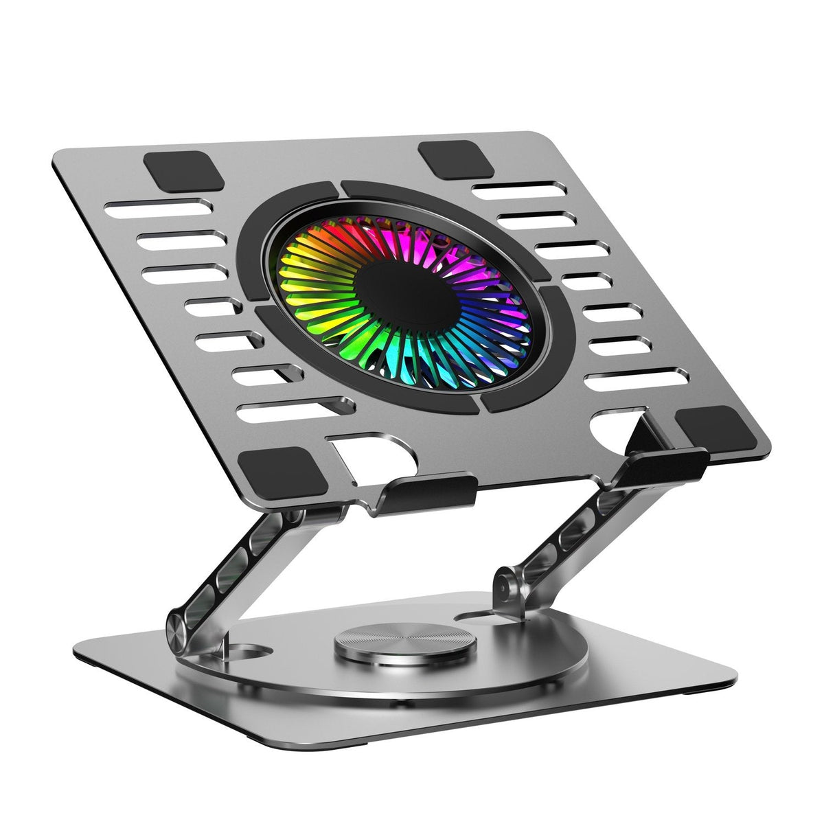 Laptop stand with RGB fan and 2 ports USB HUB rotating base – Multimo